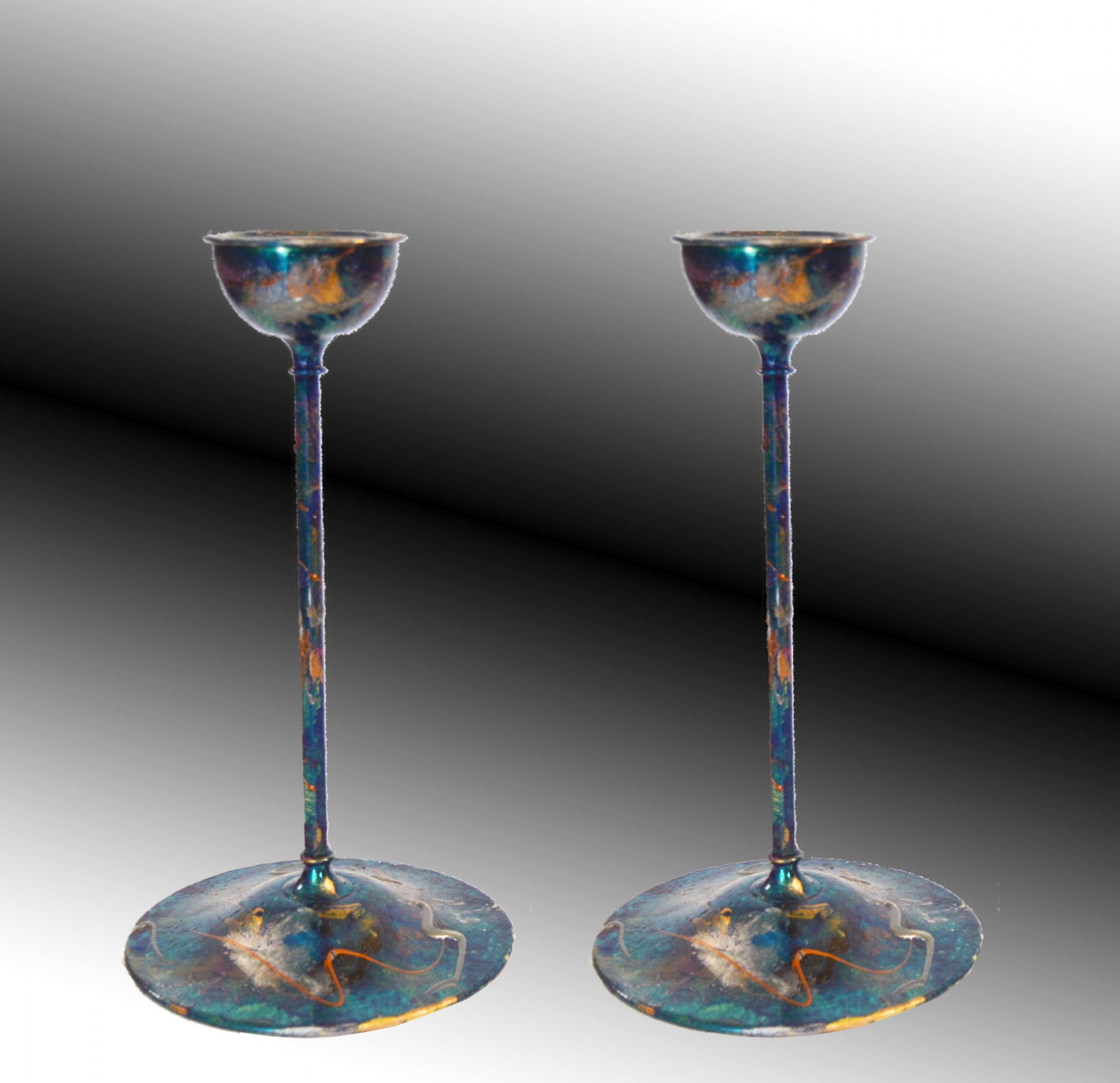 Deco Upcycled Candlesticks -Blue | SpiritualMessageDesigns